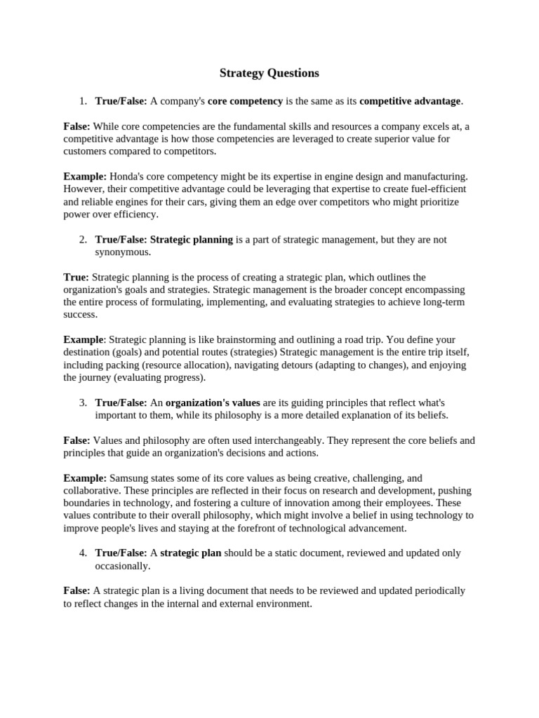 Strategy Questions | PDF | Strategic Planning | Electric Vehicle