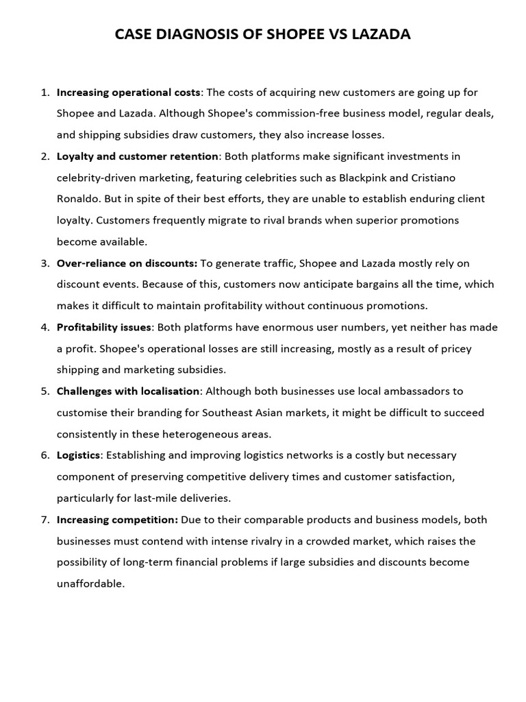 Case Diagnosis of Shopee VS Lazada | PDF