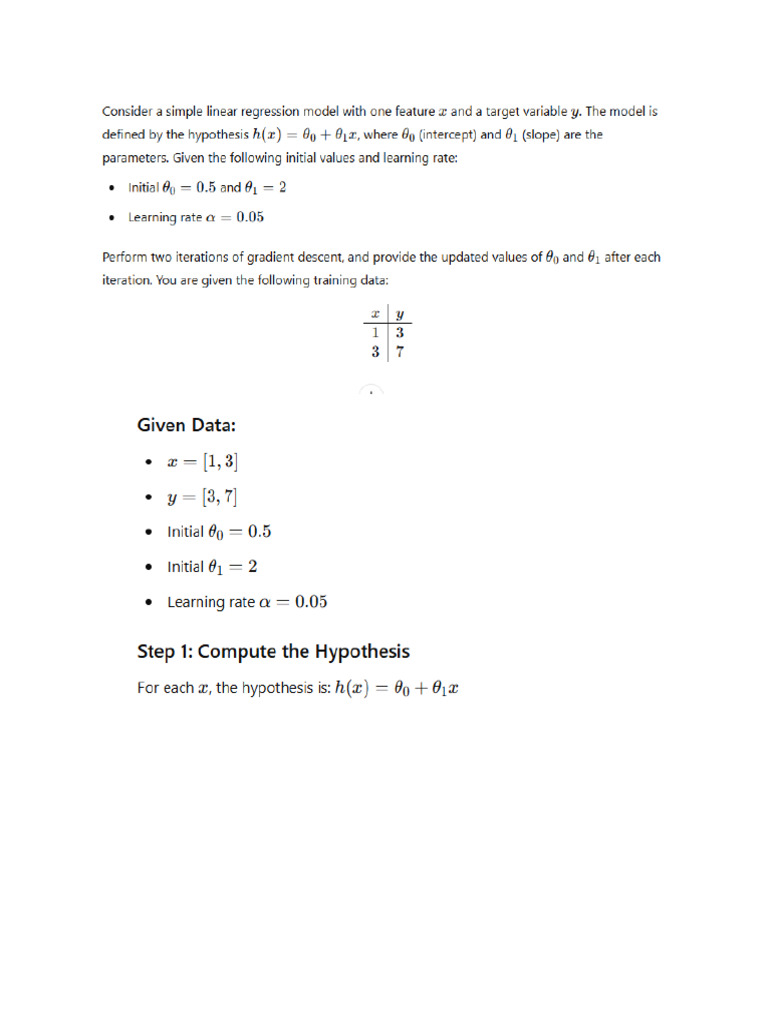 Gradient Descent Problems and Soluton1 | PDF