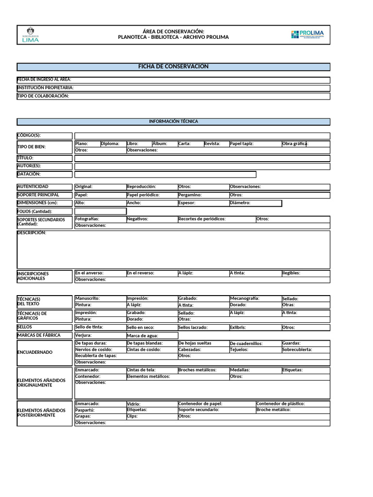Ficha de Conservación | PDF | Papel | Encuadernación
