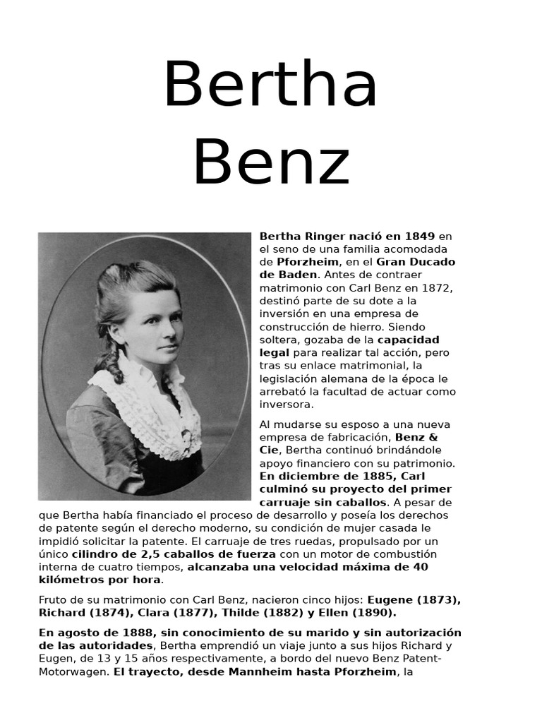 Biografia de Bertha Benz | PDF