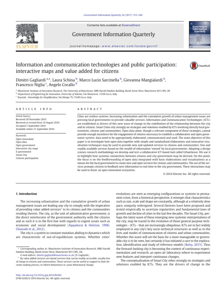 Information and Communication Technologies and Public Participation ...