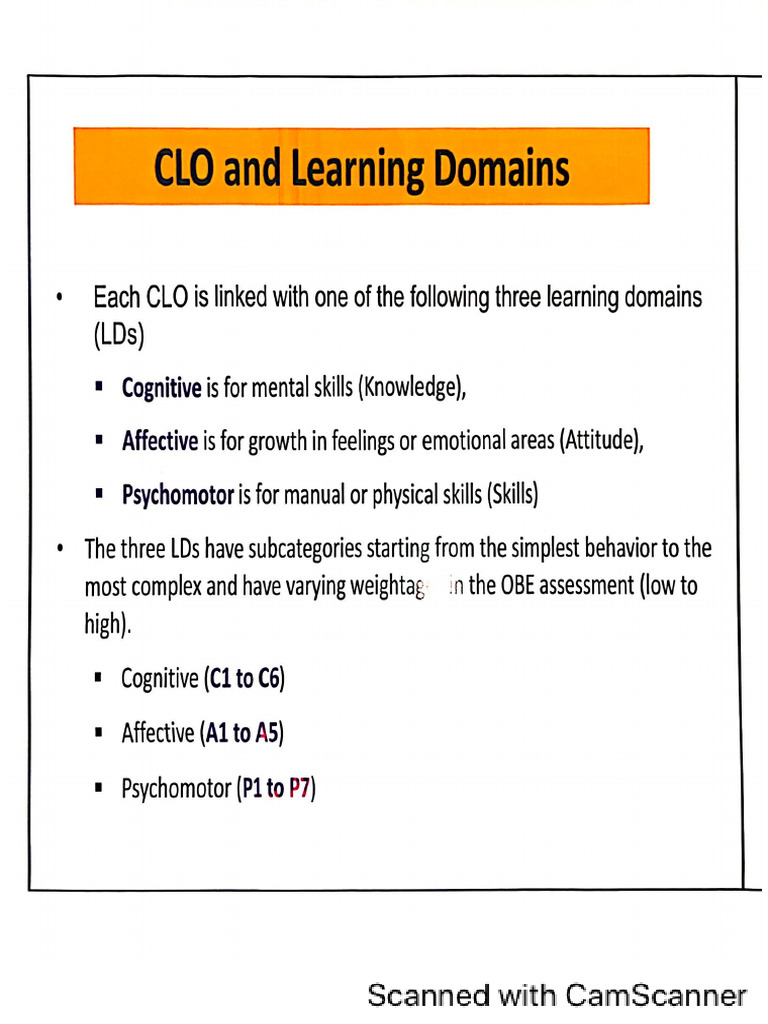 CLO and Learning Domain | PDF