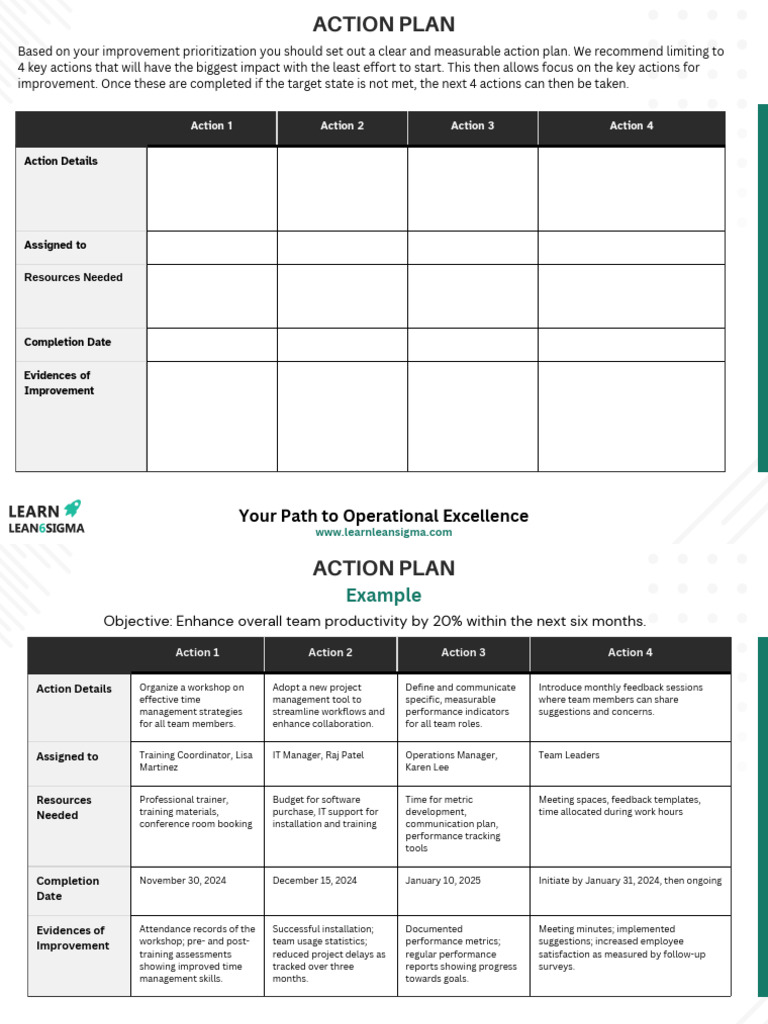 Action Plan LearnLeanSigma | PDF | Performance Indicator | Business