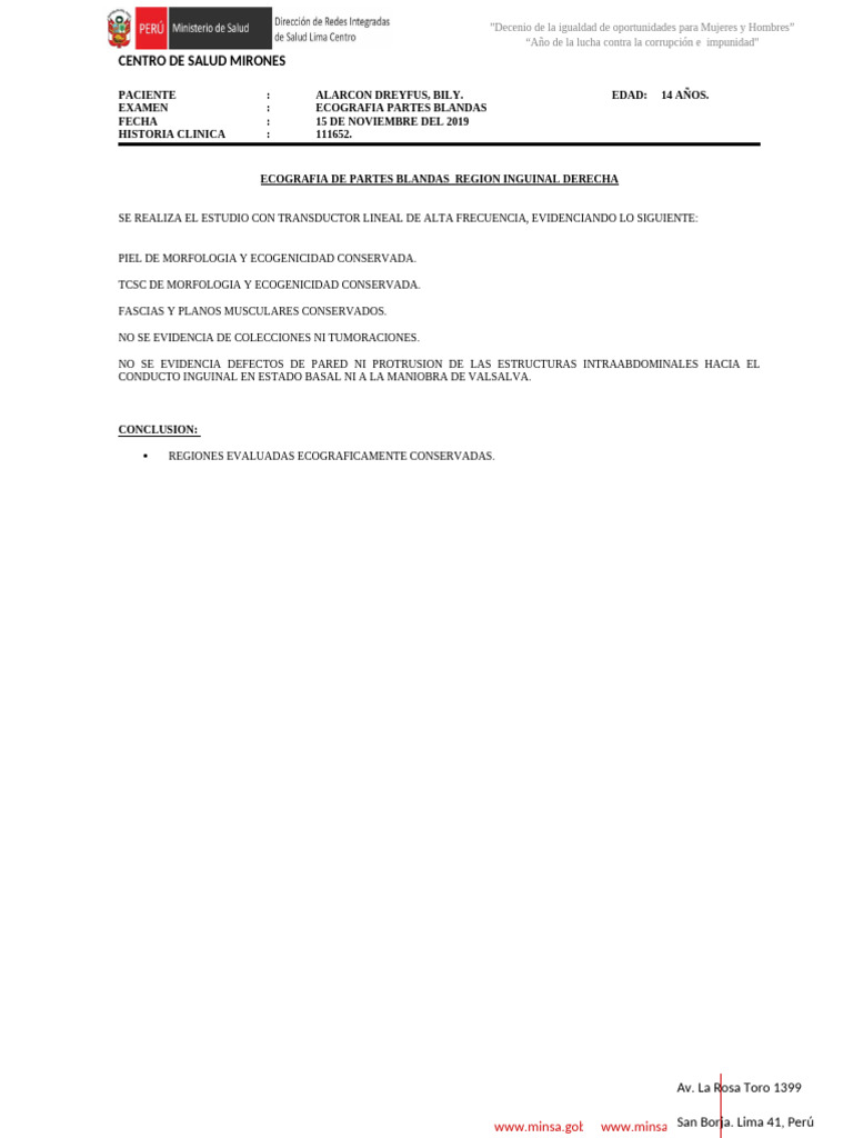 Ecografía de Hernia Inguinal Normal | PDF