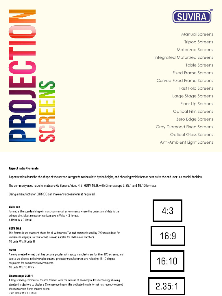 Suvira Projection Screens | PDF