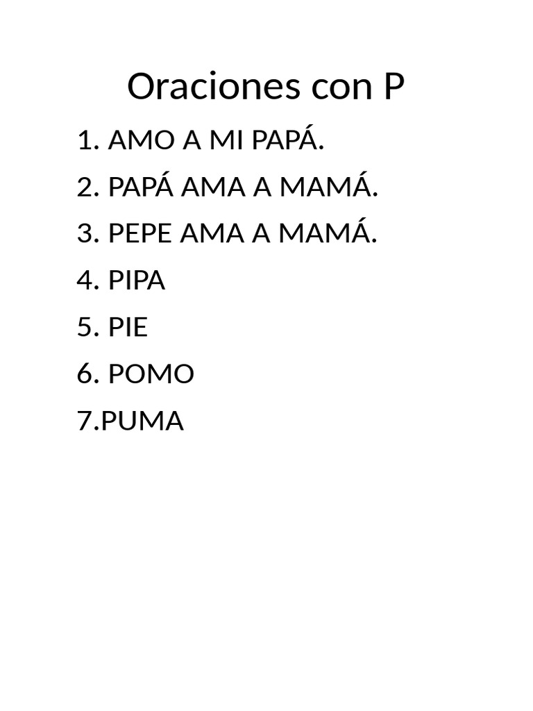 Oraciones Con P | PDF