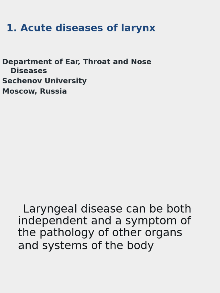 Acute Laryngeal Pathology | PDF | Larynx | Respiratory Diseases