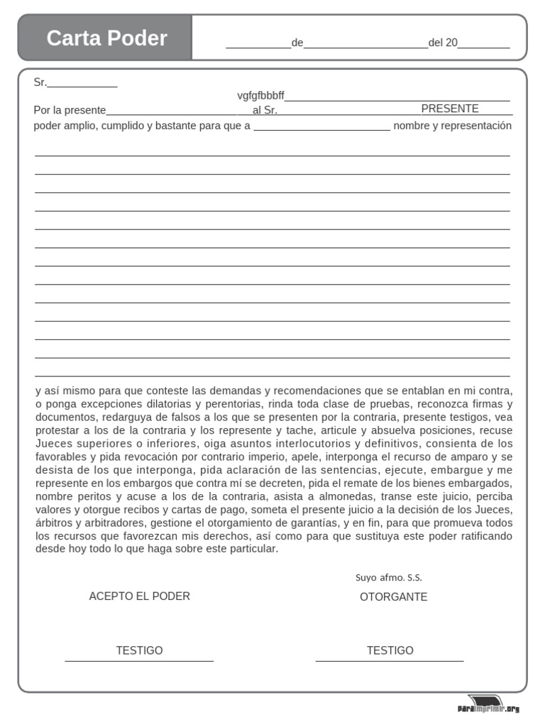 Carta_Poder_para_imprimir | PDF