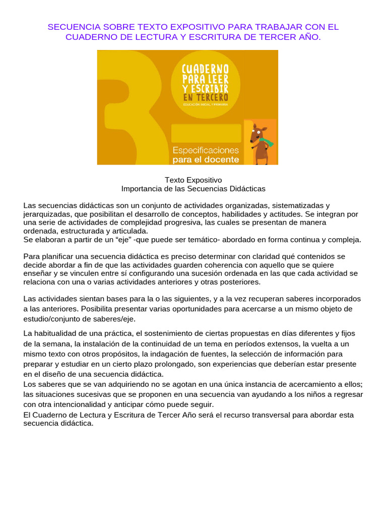 Texto Expositivo y Cle Tercer Año | PDF | Información | Oración ...