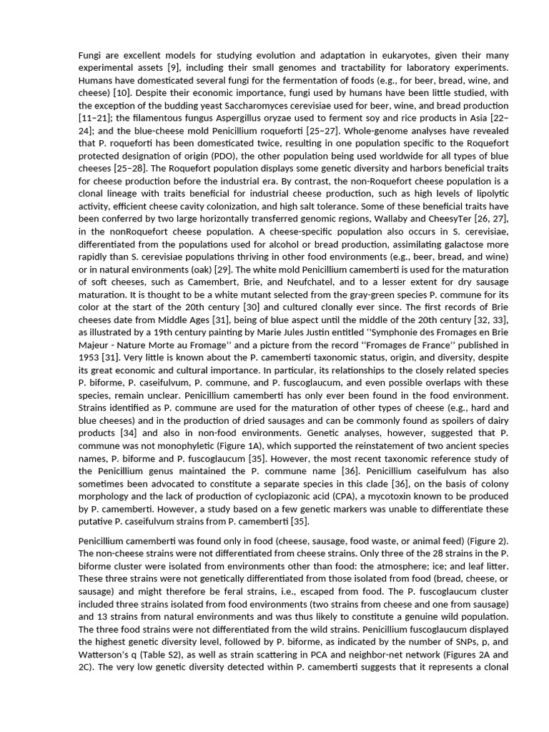 Fungi Are Excellent Models For Studying Evolution and Adaptation in ...