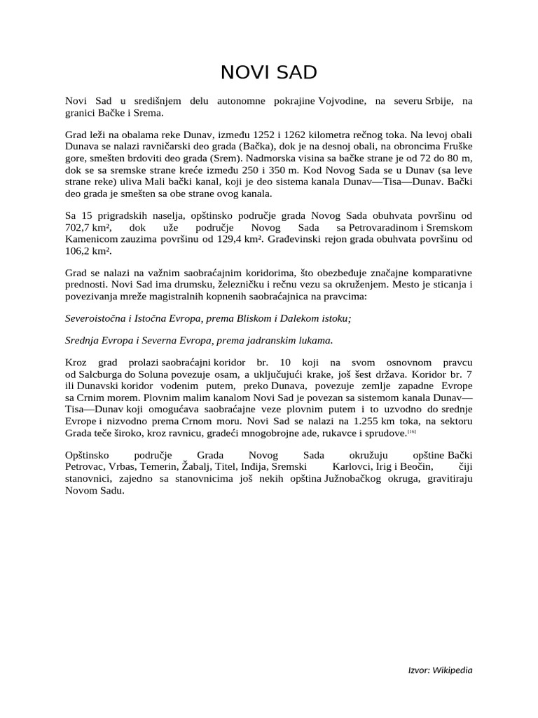 Novi Sad Treci Deo | PDF