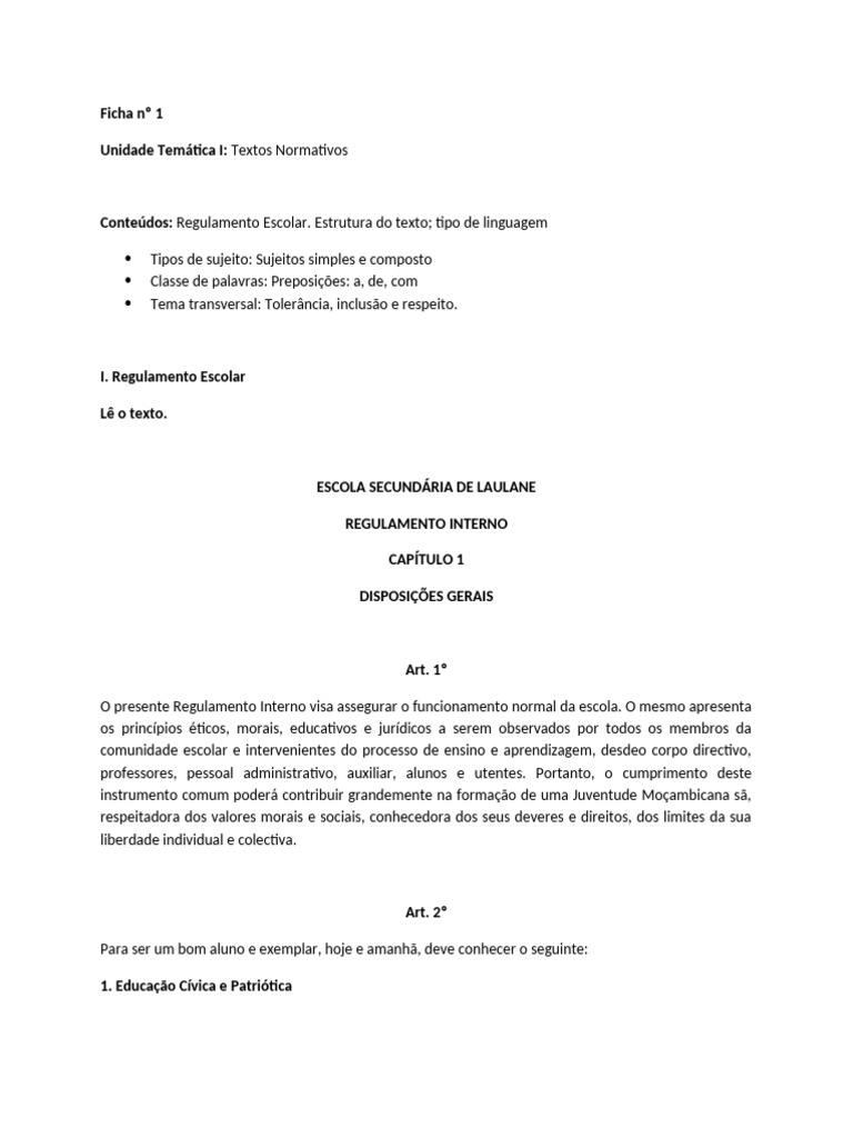 Ficha #1 Do Módulo Interpretar e Produzir Enunciados Orais e Escritos... | PDF | Assunto ...