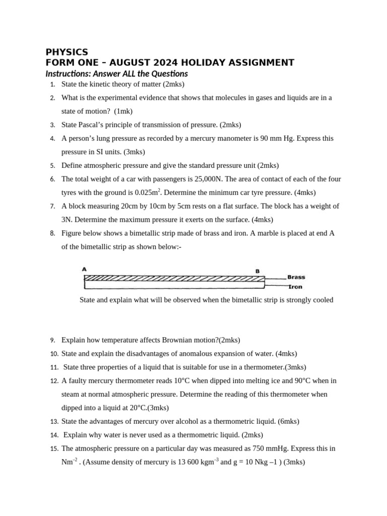 PHYSICS F1 | PDF | Pressure | Density