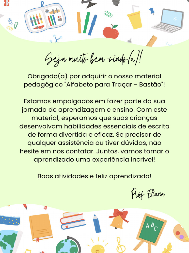 Alfabeto para Traçar - Bastão | PDF | Aprendizado | Modificação ...