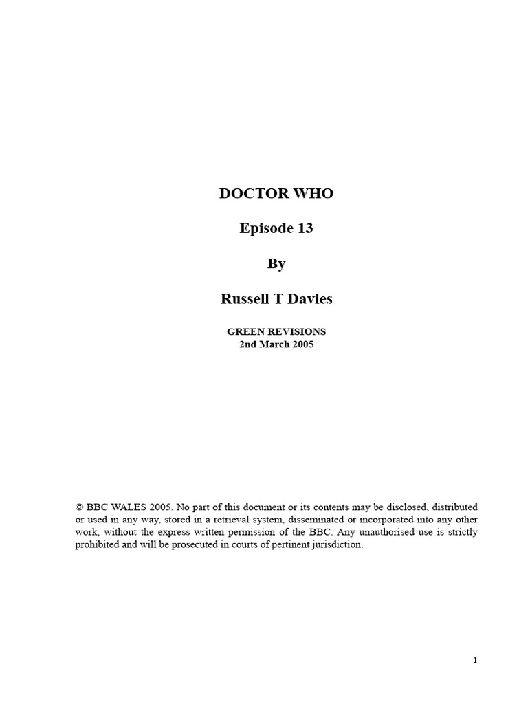 Doctor Who 1 Episode 13 The Parting of The Ways Green Revisions ...