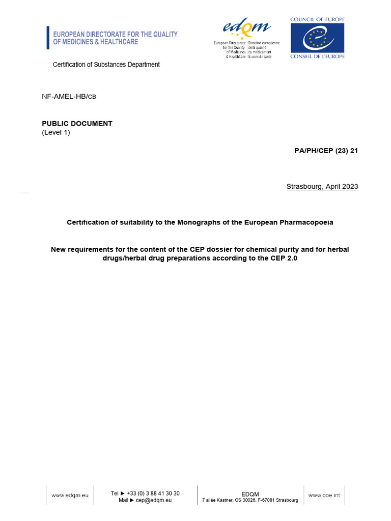 CEP 2.0 Guidelines for Herbal Drugs | PDF | Solubility | Chemistry