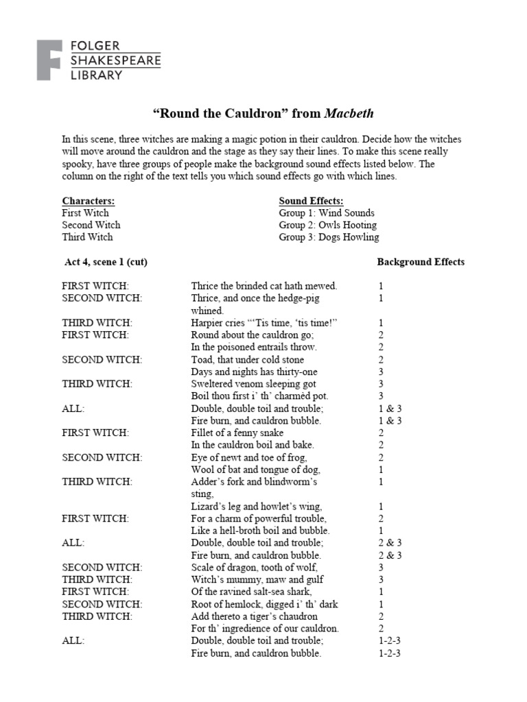 Witches' Cauldron Scene in Macbeth | PDF