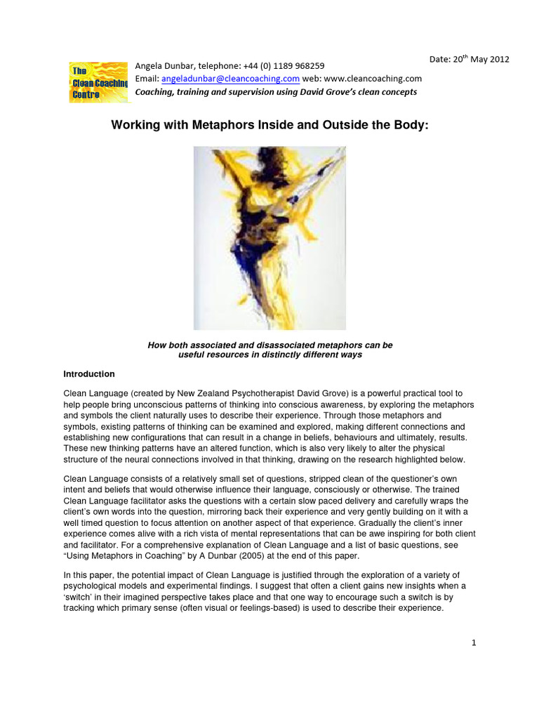 Working With Metaphors Inside and Outside The Body 2014 | PDF ...