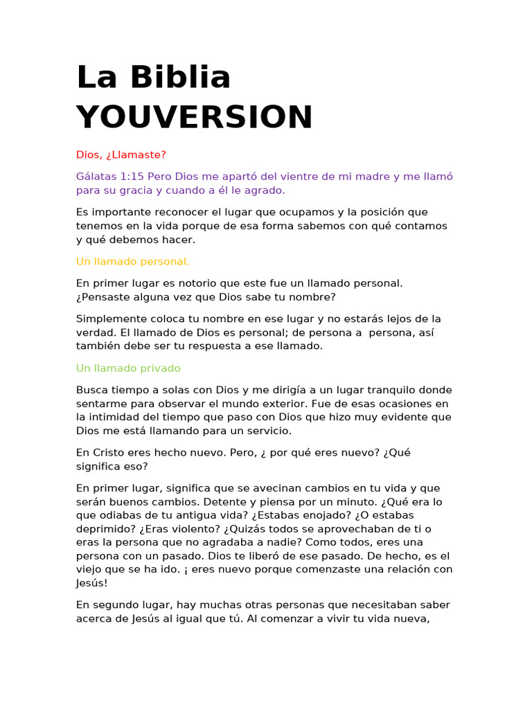 La Biblia Youversion | PDF | Oración | Cristo (título)