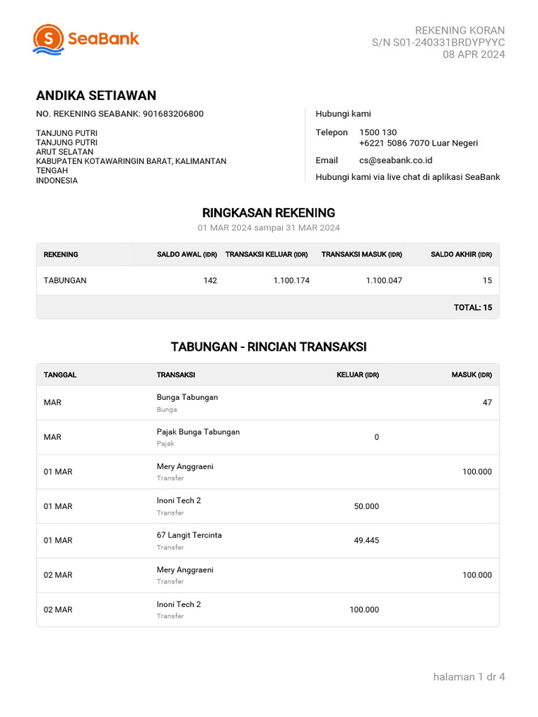 Seabank Statement 20241027 | PDF