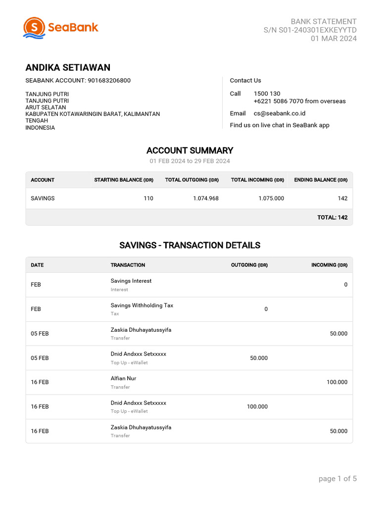 Seabank Statement 20241027 | PDF | Financial Services | Banking