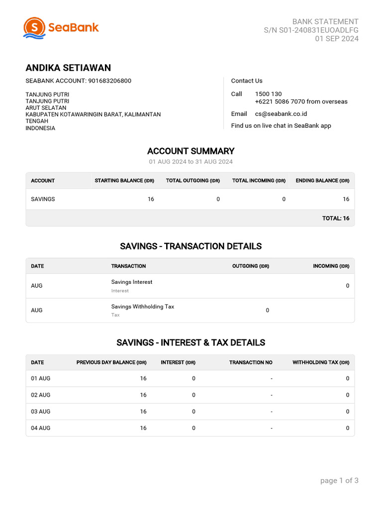 SeaBank Account Statement Summary | PDF | Corporate Jargon | Business