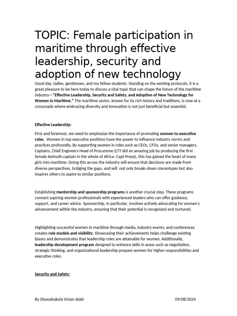 Vivian Presentation - Female Participation in Maritime | PDF ...