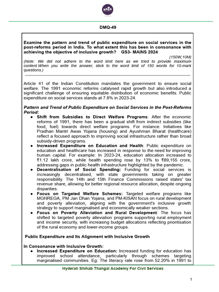 DMQ 49-Model Answer | PDF | Government Spending | Subsidy