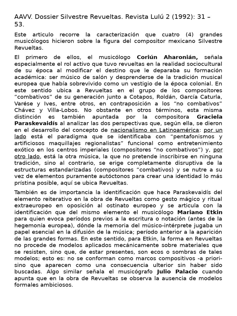 AAVV Dossier Revueltas I | PDF | Clásicos