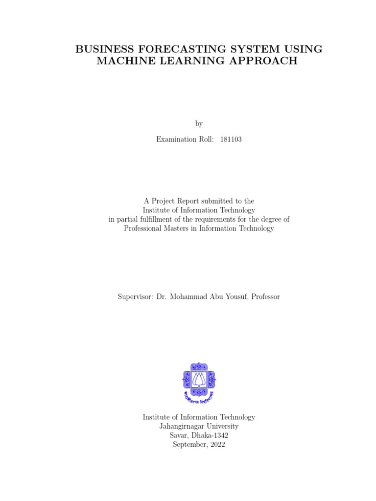 Business Forecasting System 181103 | PDF | Forecasting | Machine Learning
