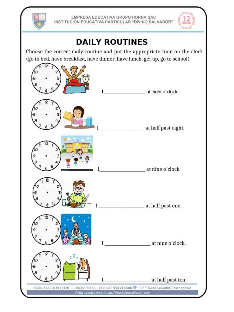 FICHA DE APLICACIÓM DAILY ROUTINES (2) | PDF