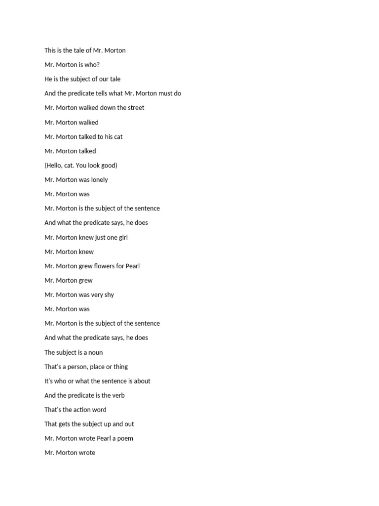 tale of mr morton - past simple | PDF