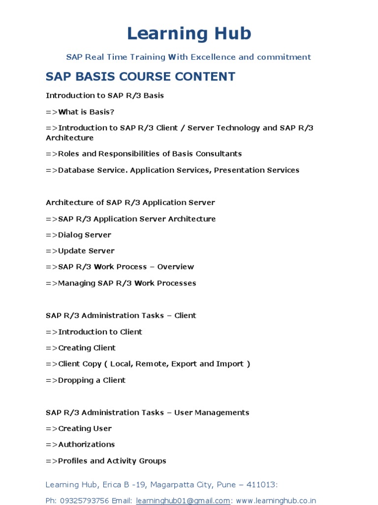 SAP Basis Course Overview PDF | PDF | Oracle Database | Information ...