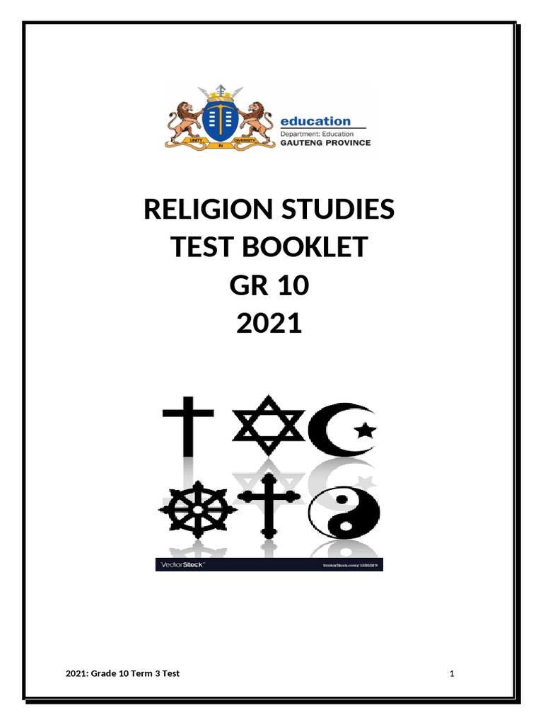 RS Grade 10 Test Booklets & Marking Guideline | PDF | Religion ...