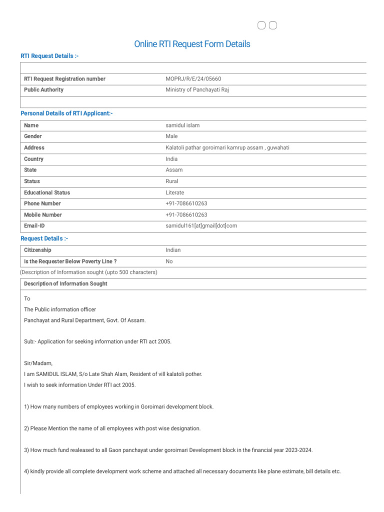 RTI Online __ Request_Appeal Form Details | PDF