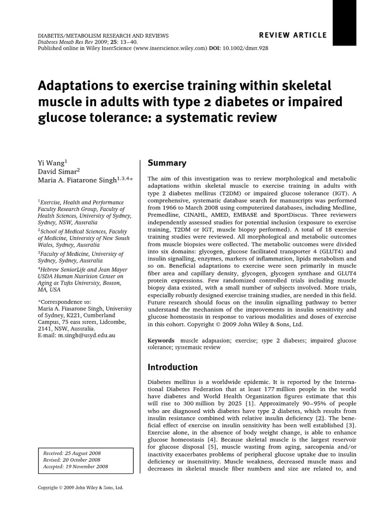 Diabetes Metabolism Res - 2009 - Wang - Adaptations To Exercise ...