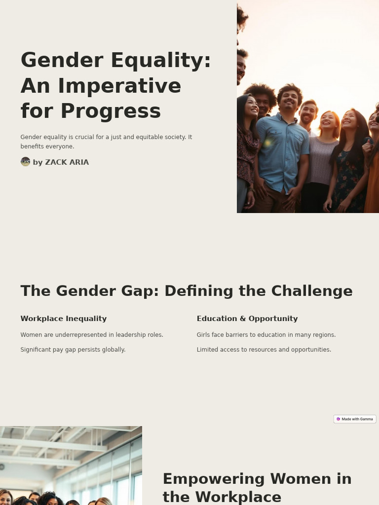 Gender Equality An Imperative For Progress | PDF | Career & Growth | Wellness