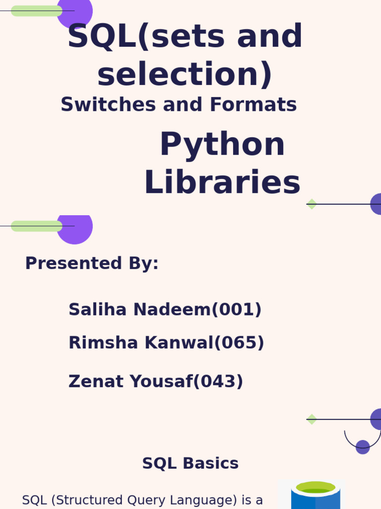 SQL (Sets and Selection) Python Libraries | PDF | Sql | Command Line Interface