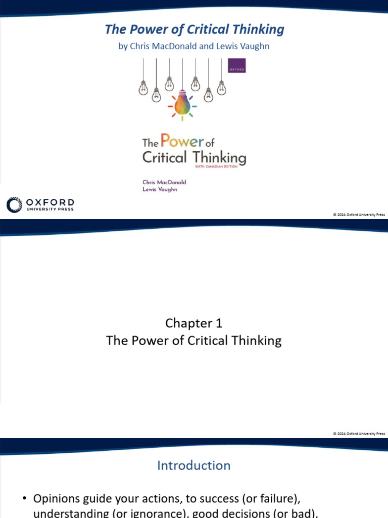 MacDonald6e_Lecture PPT_Ch01 | PDF | Argument | Critical Thinking