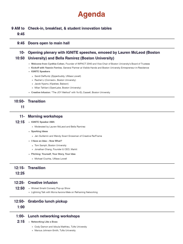 BU Idea Con '24 Agenda | PDF