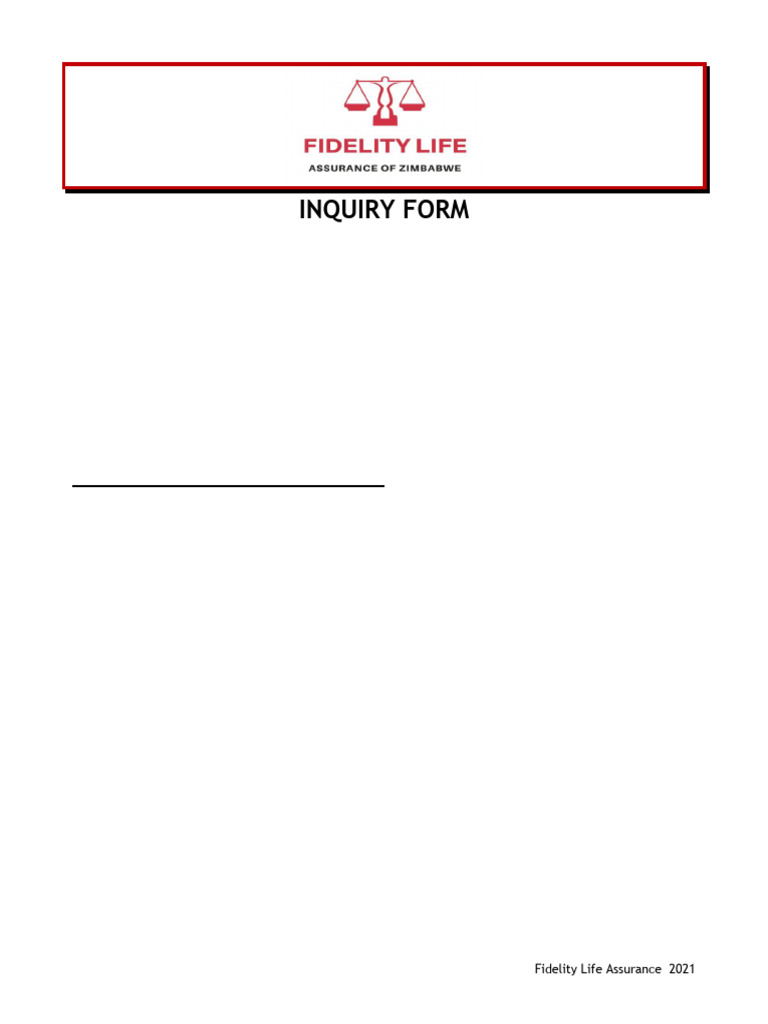 Fidelity Life - Inquiry Form | PDF