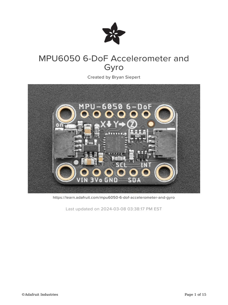 Mpu6050 6 Dof Accelerometer and Gyro | PDF | Arduino | Computer Engineering