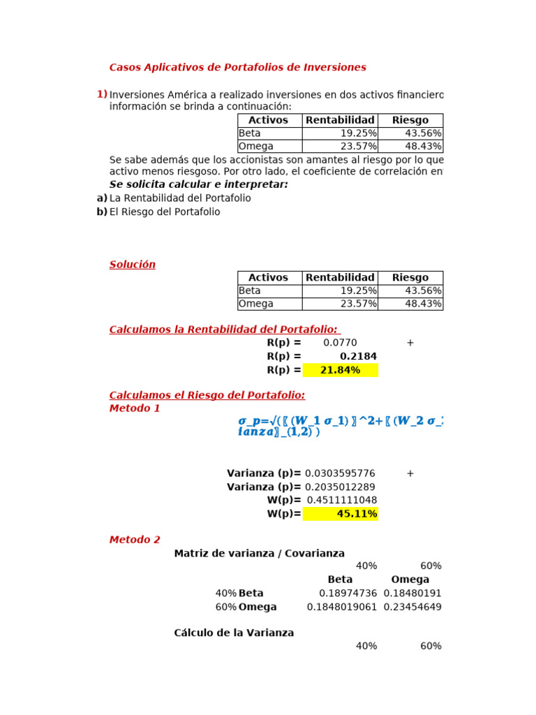 S11 - s2 - Casos Aplicativos | PDF | Portafolio (Finanzas) | Mercado (economía)