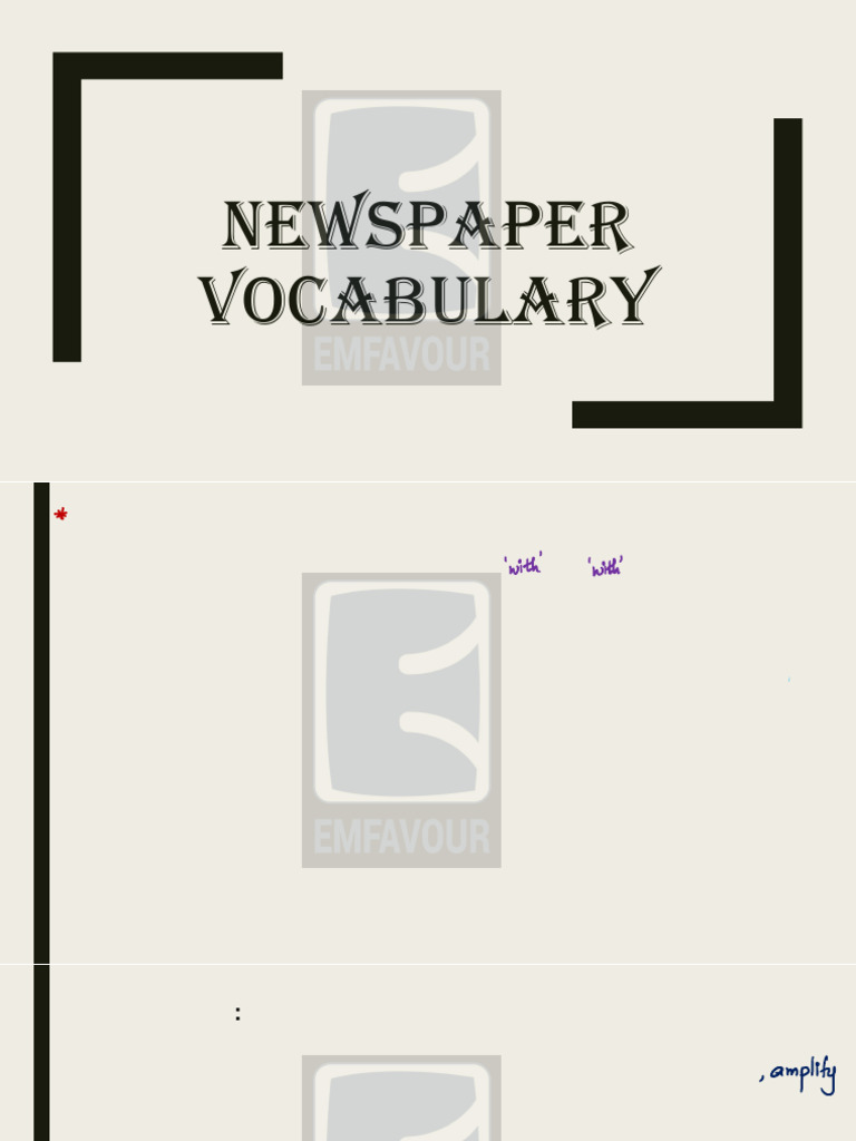 English - Newspaper Based Vocabulary | PDF | Language Arts & Discipline ...
