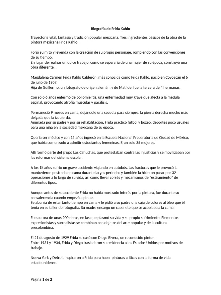 Frida Kahlo: Vida y Legado Artístico | PDF | Las artes