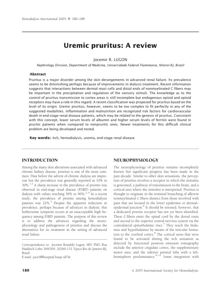 Uremic pruritus 2005 | PDF | Chronic Kidney Disease | Medical Specialties