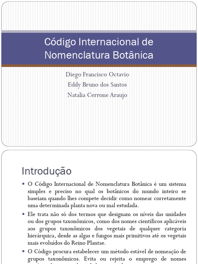 Código Internacional de Nomenclatura Botãnica | PDF | Taxonomia ...