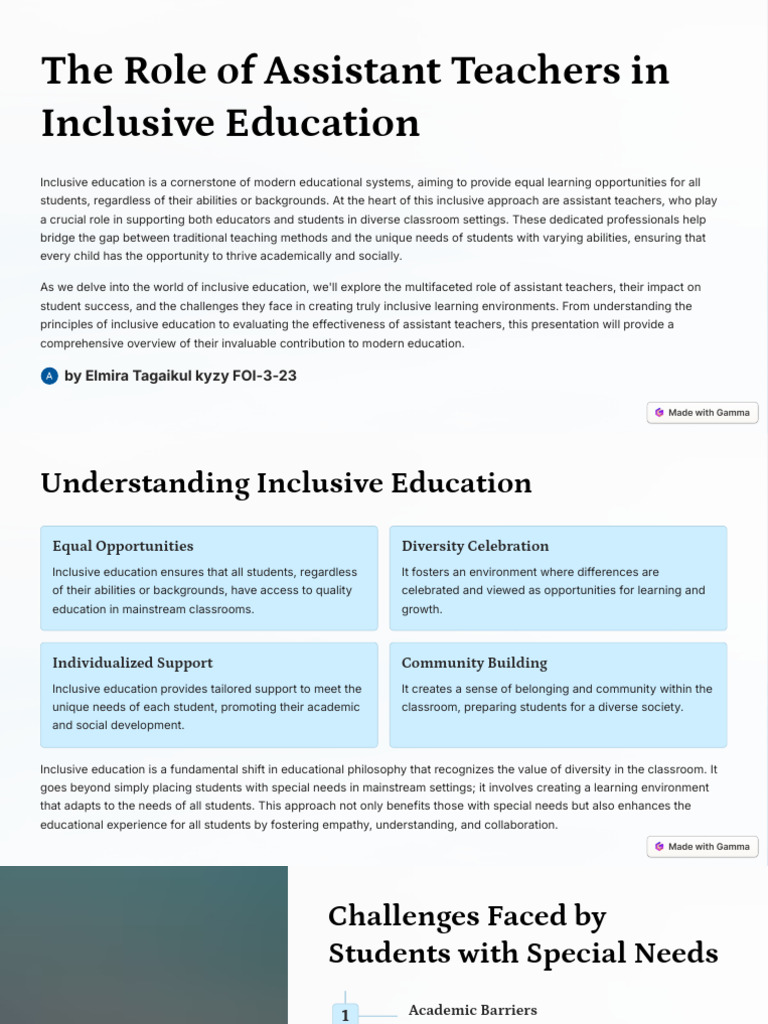 Assistant Teachers in Inclusive Education | PDF | Inclusion (Education ...