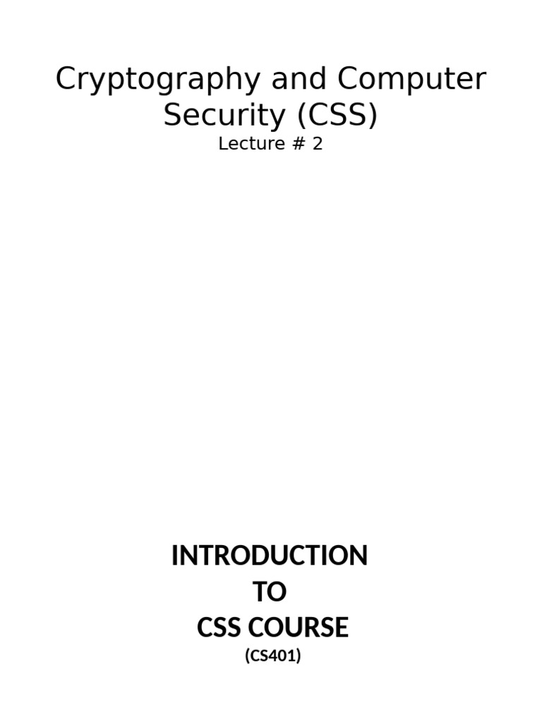 CSS-2024-25-BE-CE-A-B-Sem-VII-OTH-Lec-2-Unit-I-Introduction To Security and Cryptography | PDF ...